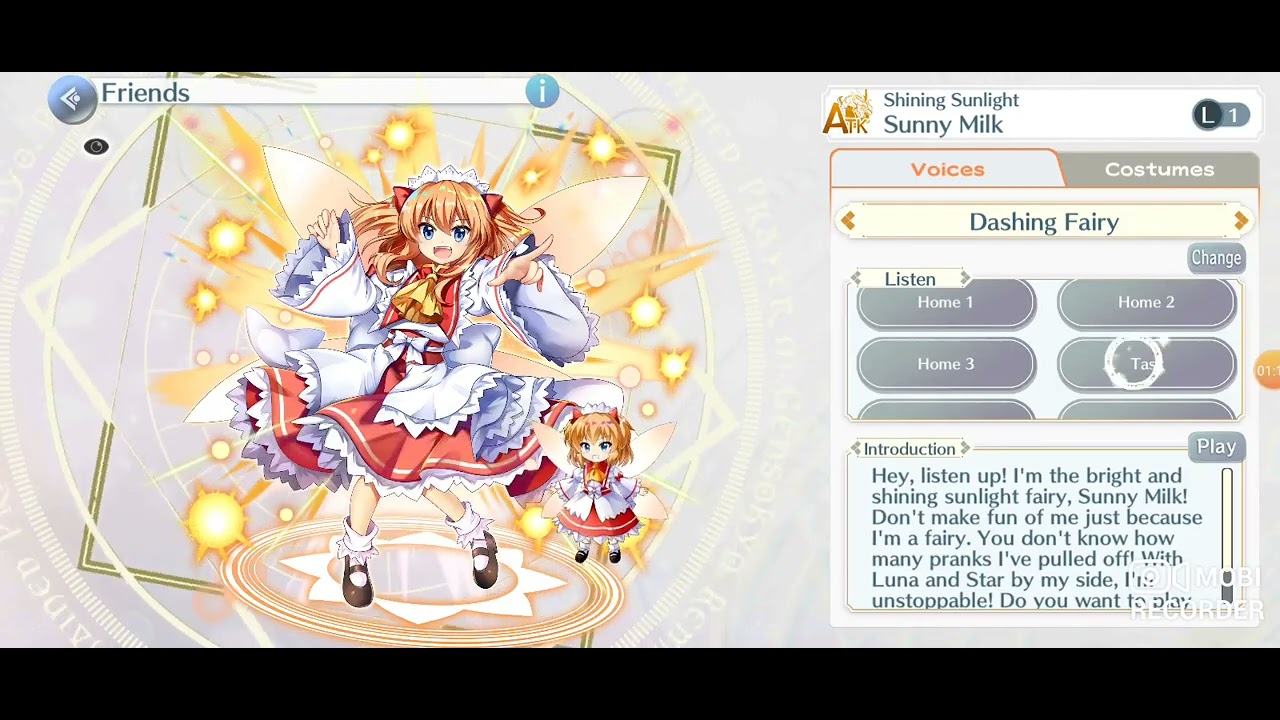 Touhou Lost Word Voice Lines - Sunny Milk - YouTube