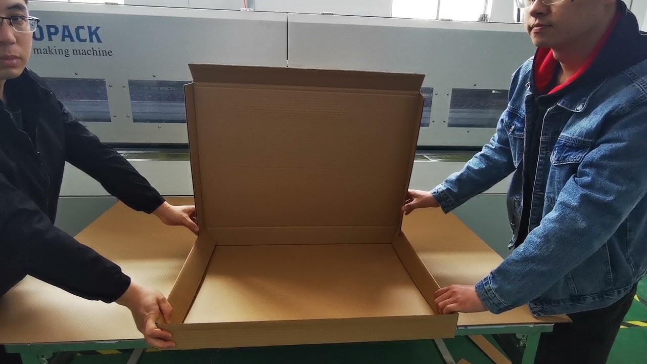 Use aopack box making machine to make a pizza box or folding box ...
