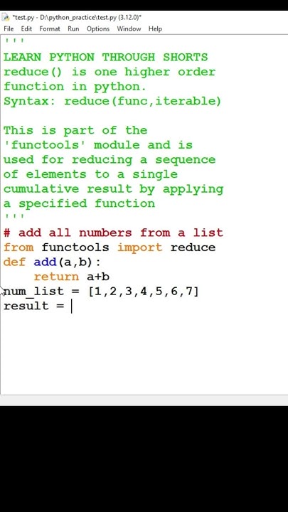 Reduce Function In Python Shorts Python Coding Pythontricks Reducefunctioninpython Youtube