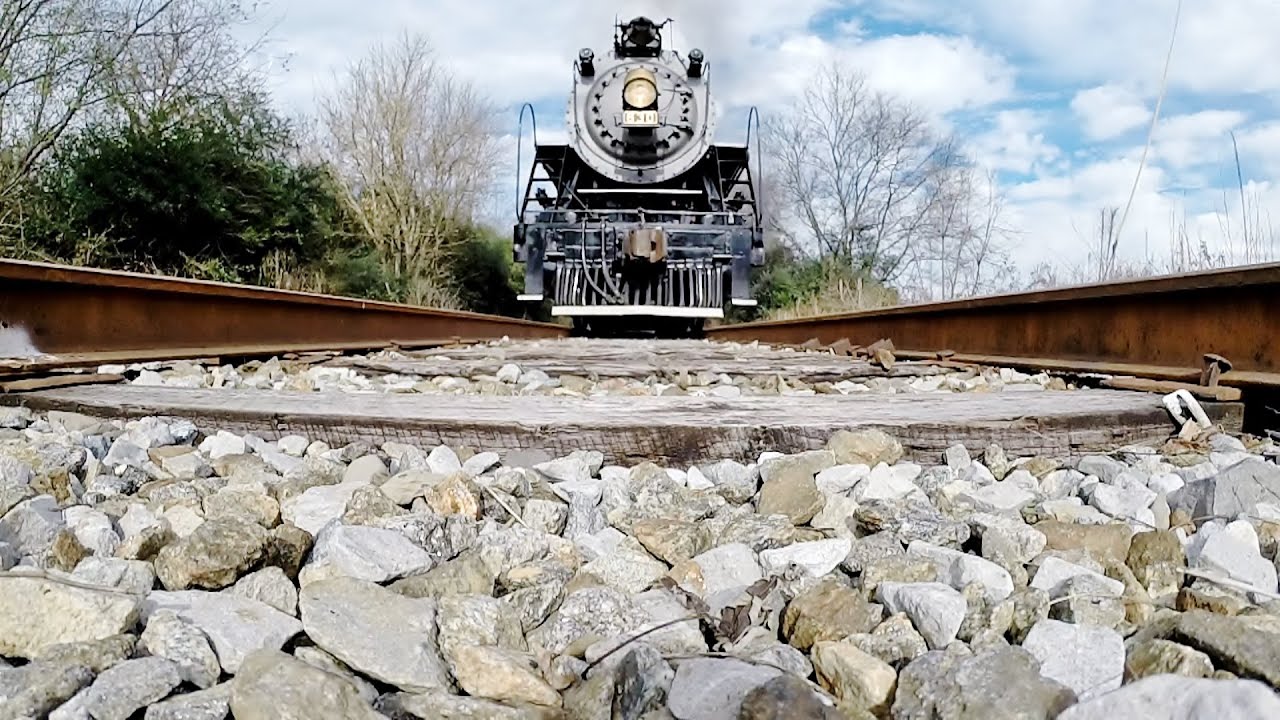 Double-Headed Steam Train Rolls Over Camera HD - YouTube