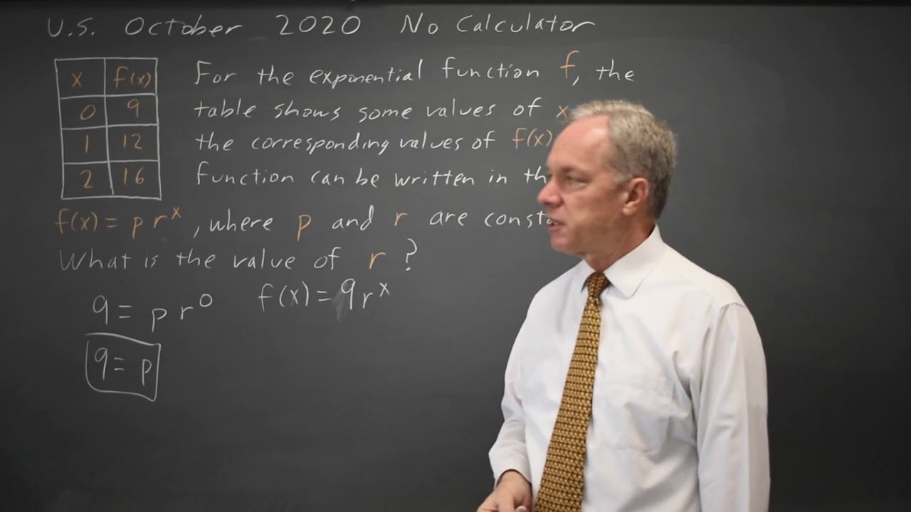 Oct 2020 SAT: Exponential functions #3-20 - YouTube