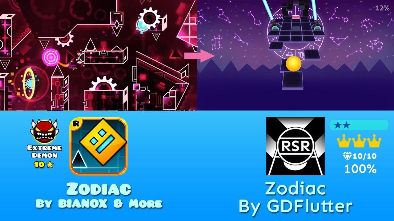 (Rolling Sky Remake x Geometry Dash) Level 70 - Zodiac by GDFlutter ...