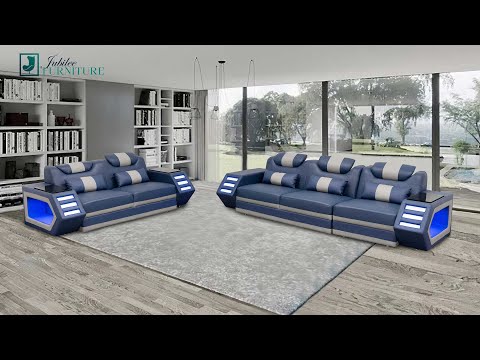 Steffi Leather Sofa set With LED Light  | Jubilee Furniture