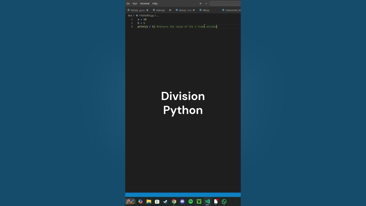 Division Python #shorts - YouTube