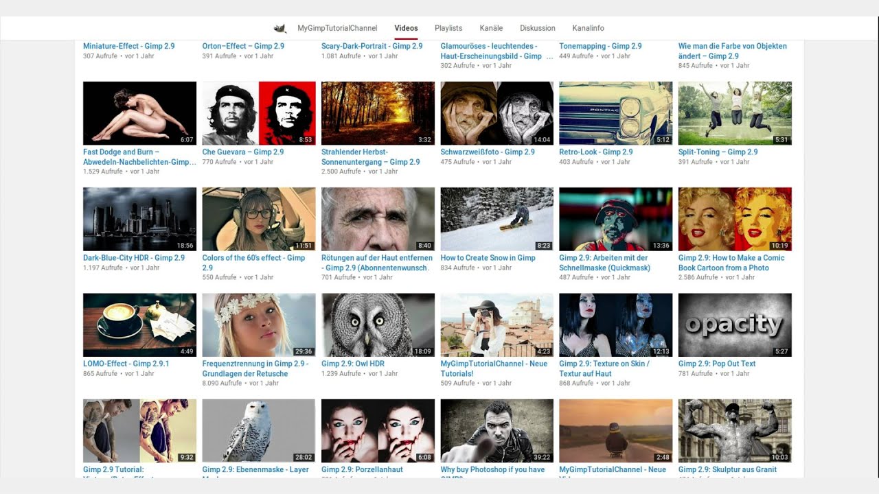 My Gimp Tutorial Channel - 326 Videos - YouTube