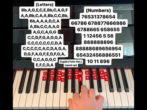 Cupid piano tutorial (sped up, letters and numbers) - YouTube