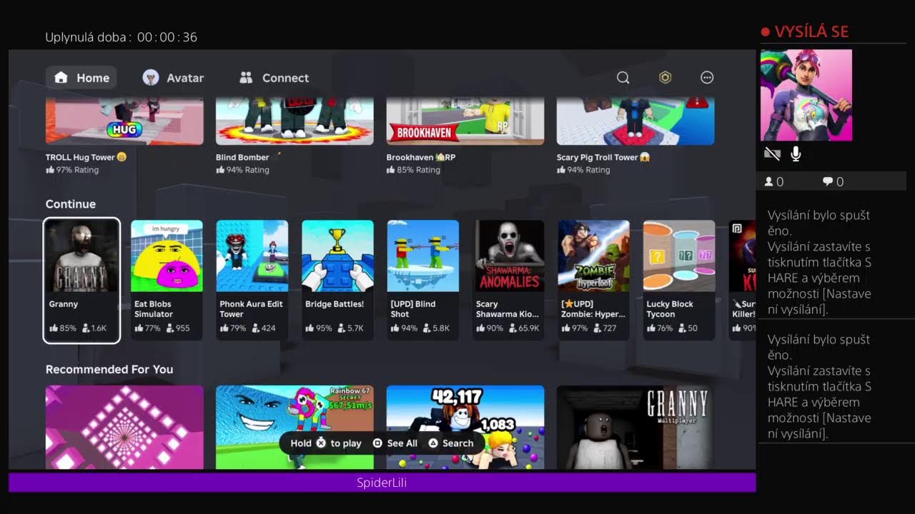 Živé vysílání PS4 hráče SpiderLili - YouTube