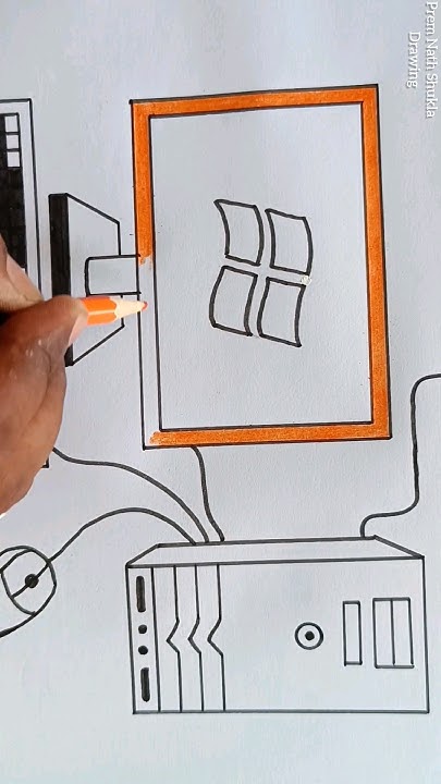 Desktop Computer Drawing / Desktop Computer Parts Drawing Easy Steps # ...