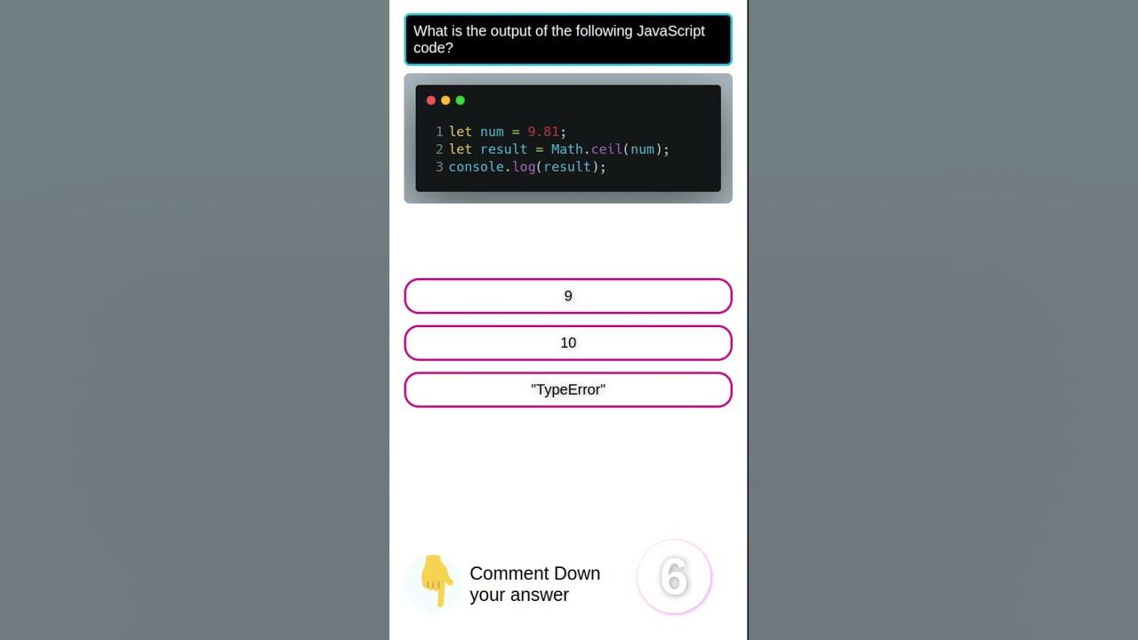 Guess the output 34 #javascript #quiz #quiztime #js #knowledge - YouTube