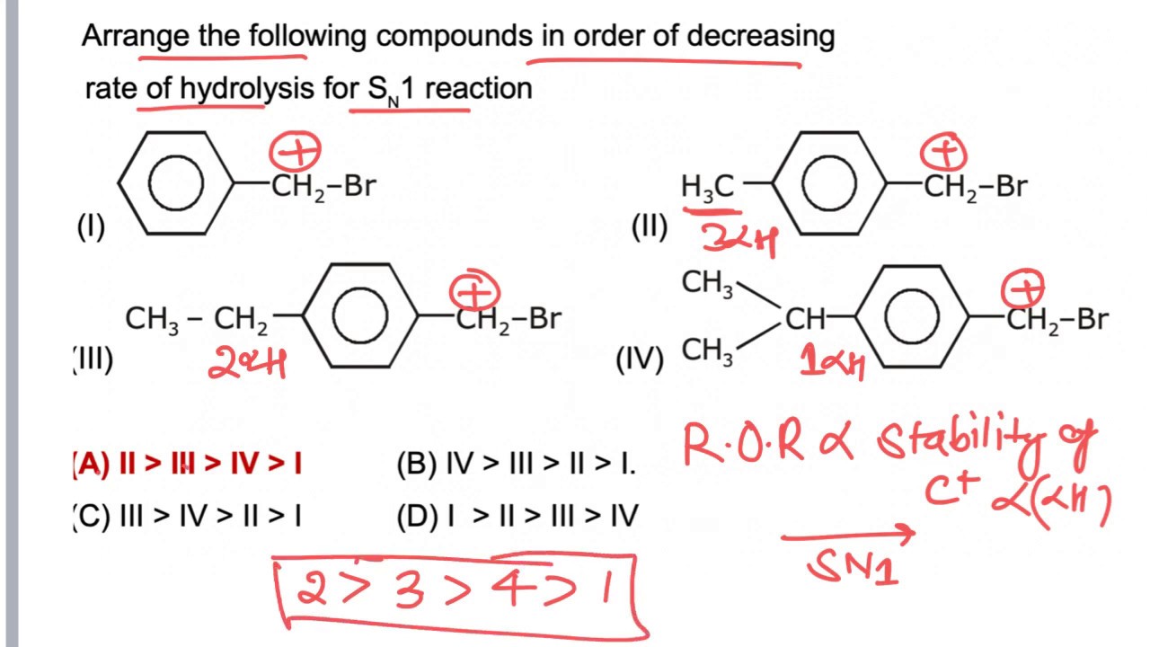 Rank The Sn2 Reaction Rates For The Following Compounds