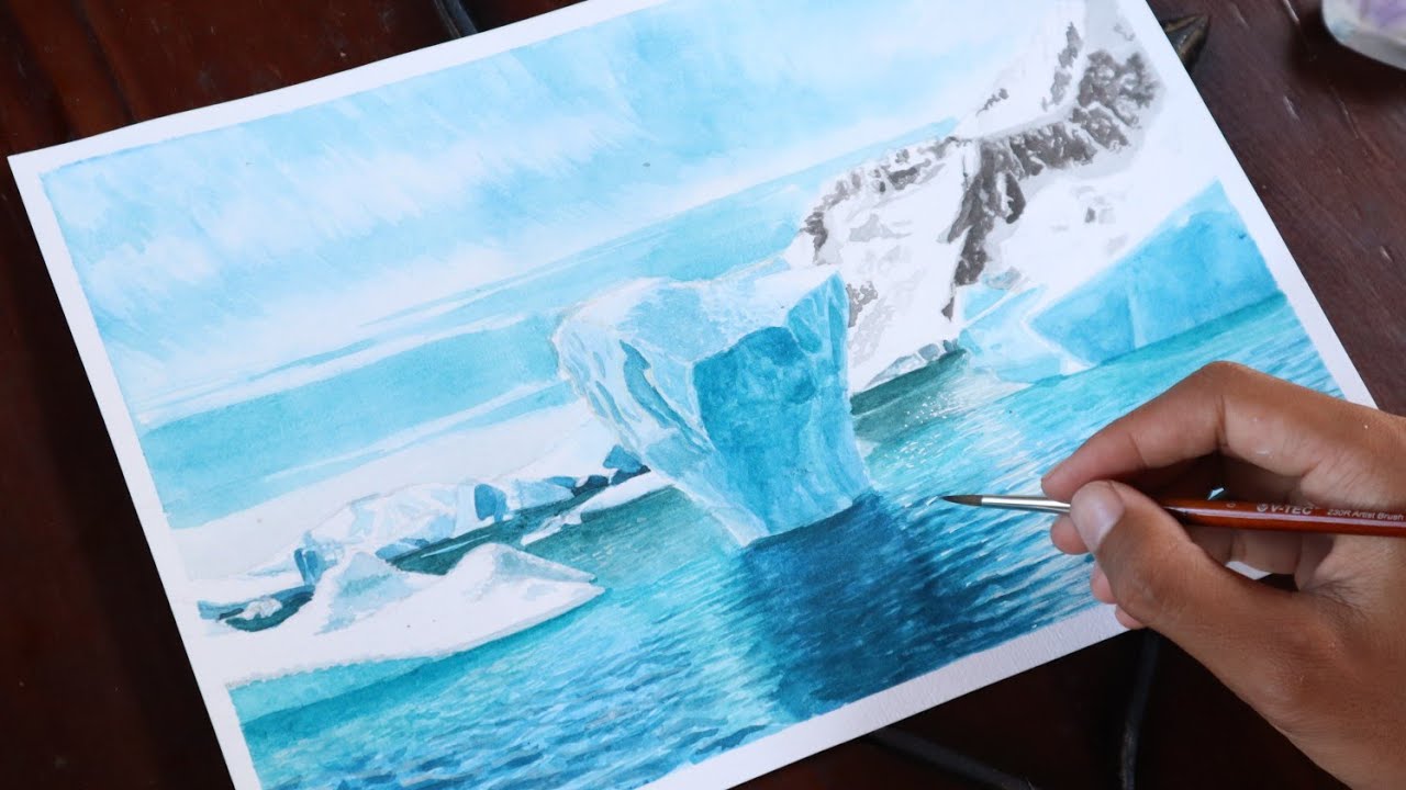 Iceberg | Watercolor painting - YouTube