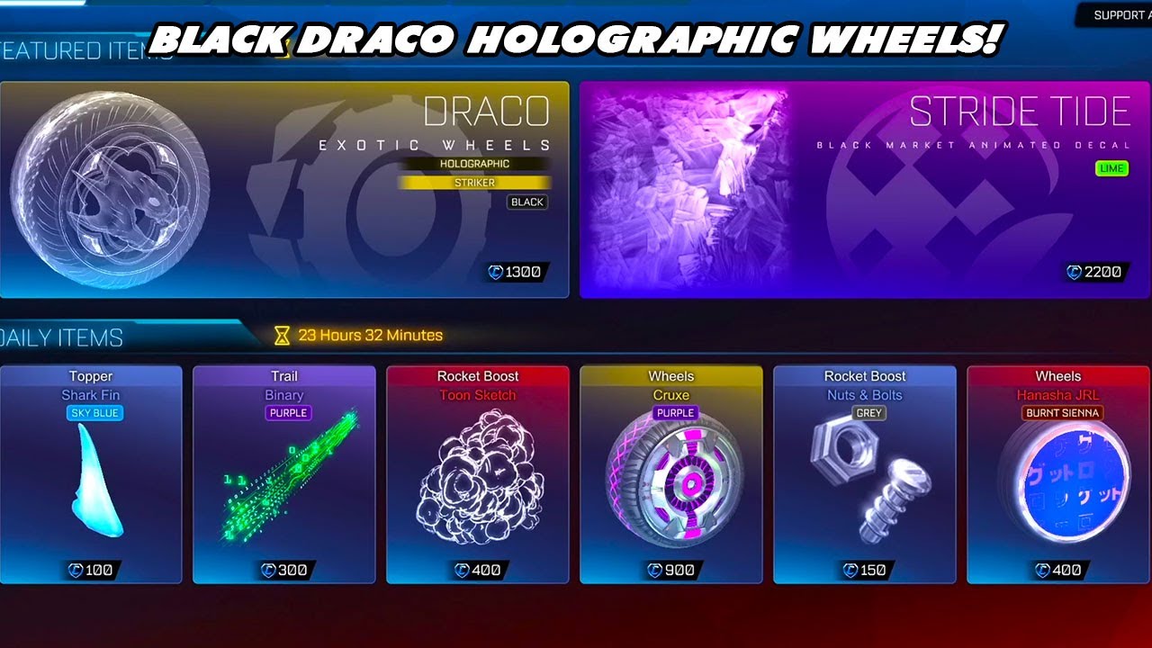 Black Draco Holographic Wheels In The Item Shop! - Rocket League Item ...