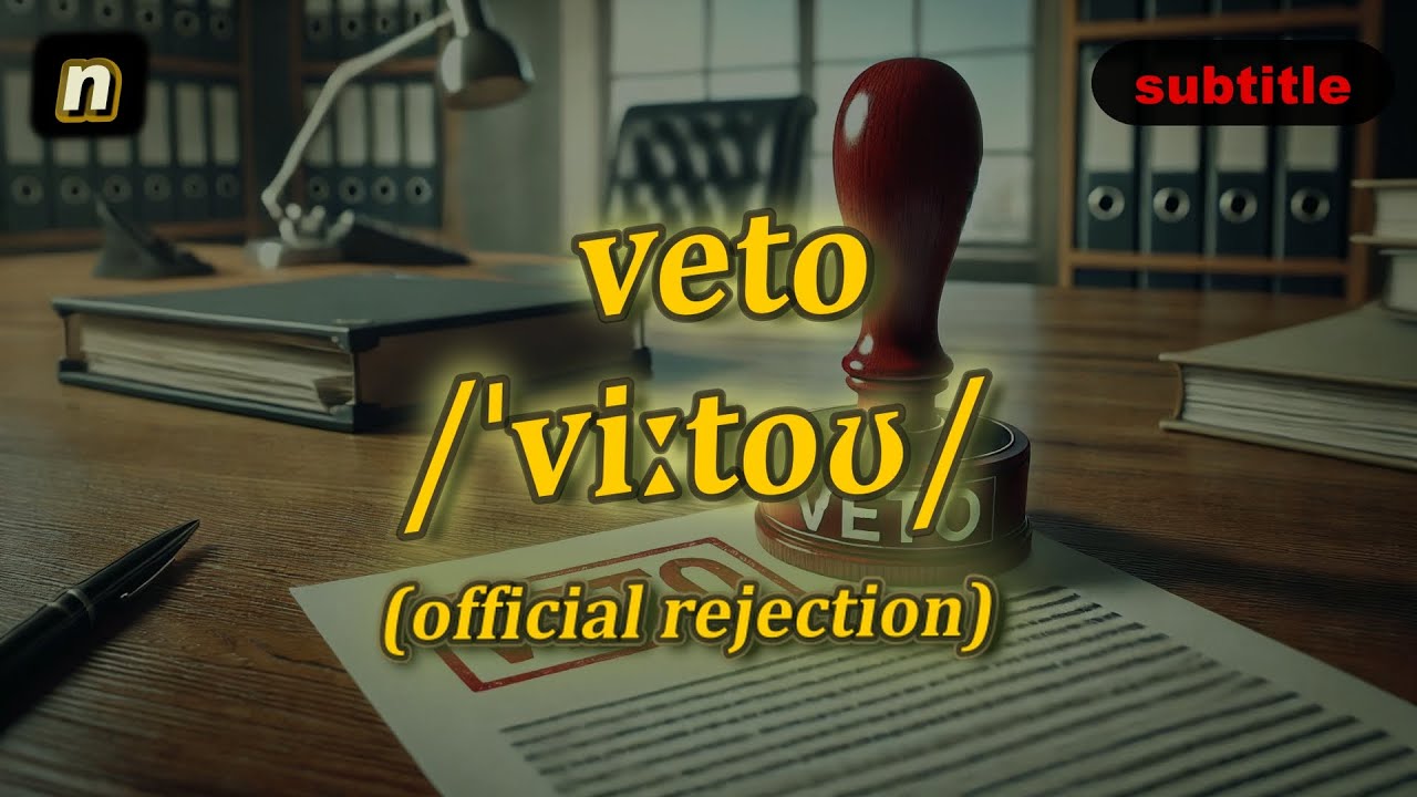 [n] Veto meaning (official rejection) with 5 examples - YouTube