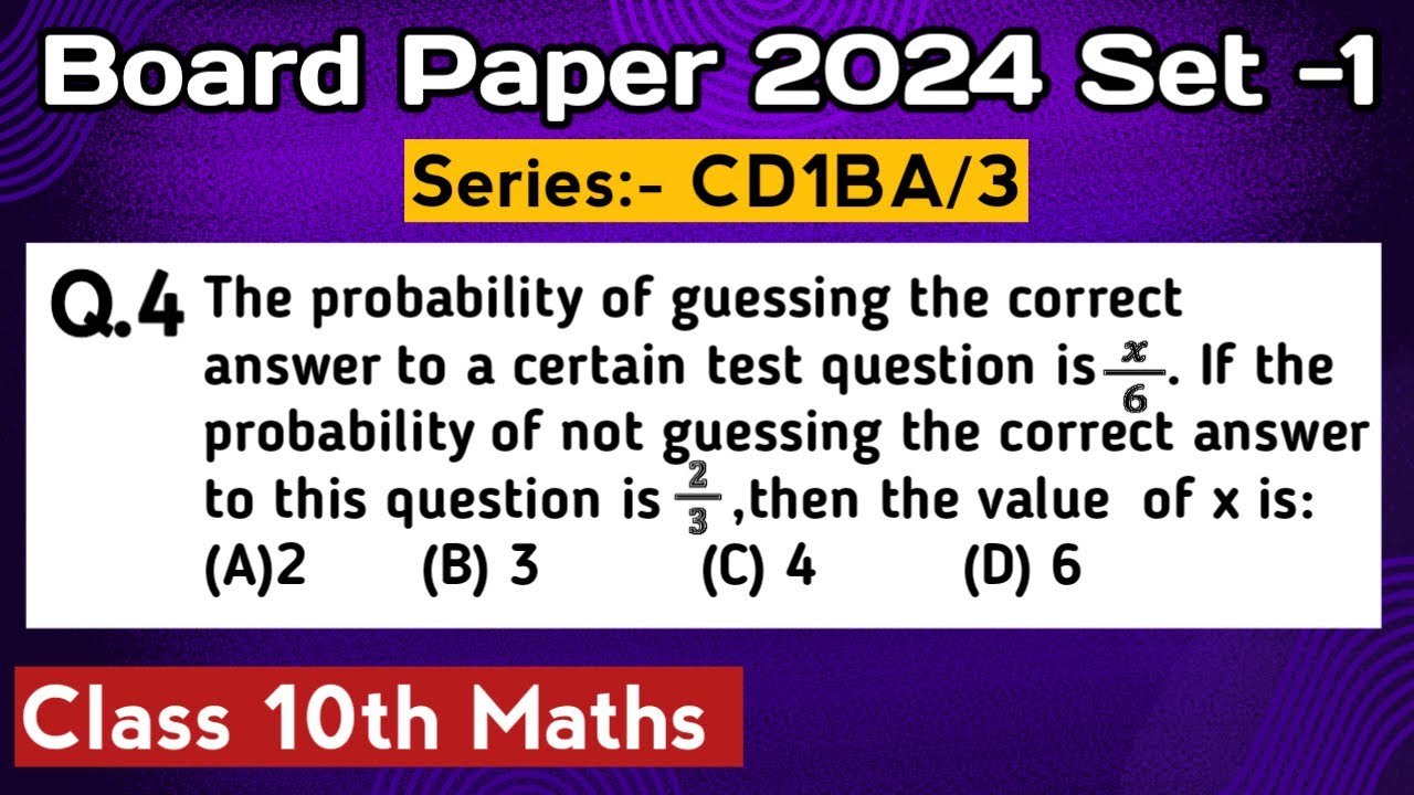 The probability of guessing the correct answer to a certain test ...