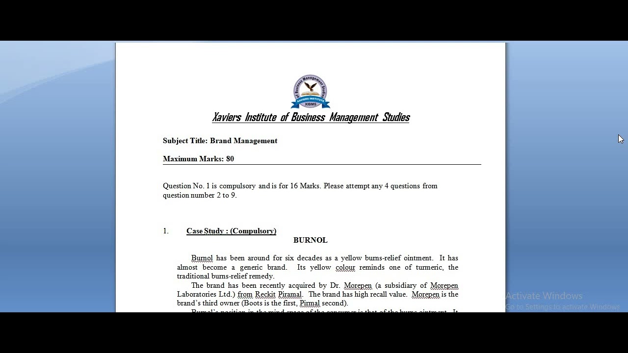 XIBMS MBA EXAM ANSWER SHEET PROVIDER | Xaviers Institute of Business ...