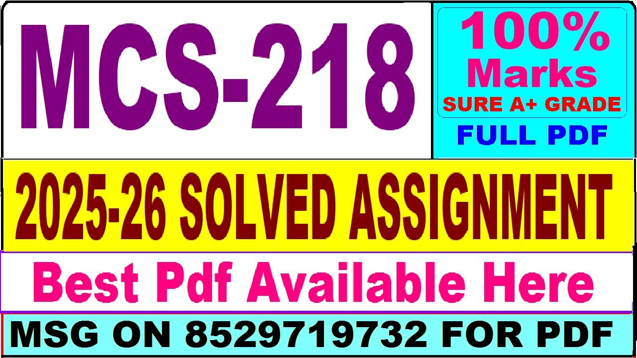 MCS 218 solved assignment 2025-26 || mcs 218 solved assignment 2026 in ...