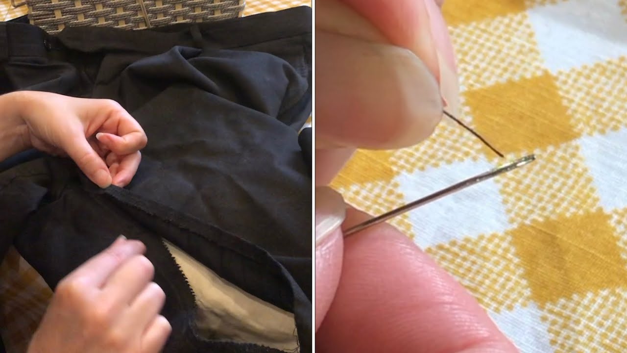 SEWING an inseam on a pair pants (lots of details for the repair) - YouTube