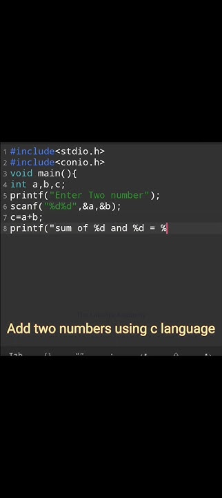 Add Two Number Using C Language Youtube