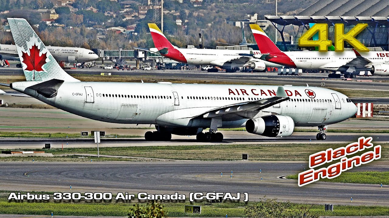 Airbus 330 300 Air Canada (C-GFAJ) Black engine! - YouTube