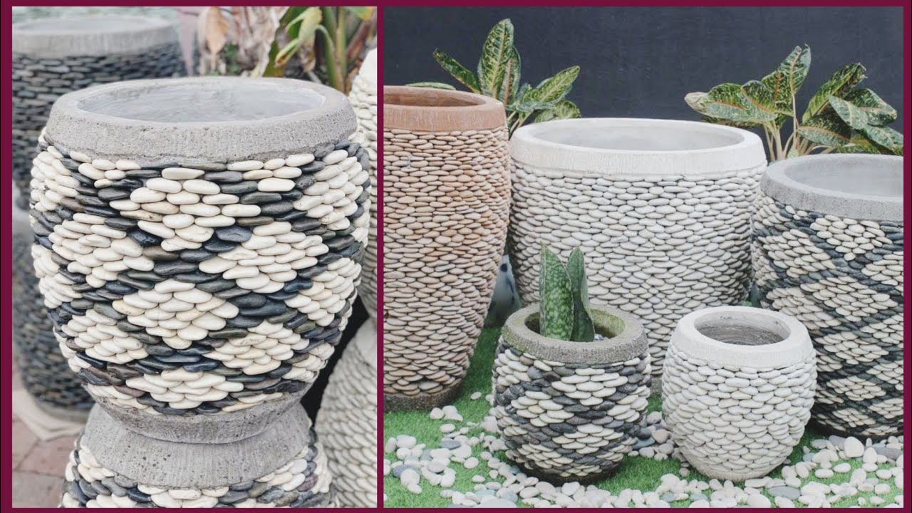 Best pebble stone pot art/classic home decoration - YouTube