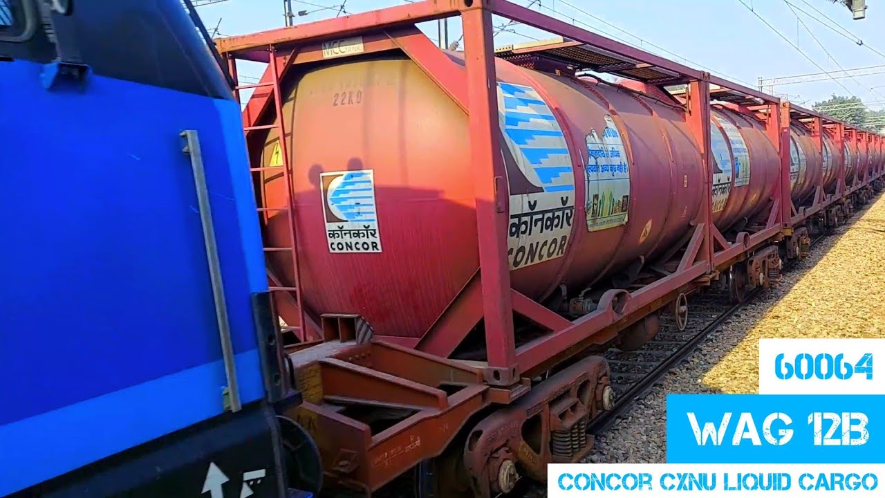 WAG12B + Tank Containers (CONCOR CXNU liquid cargo) Frieght at Gurugram ...