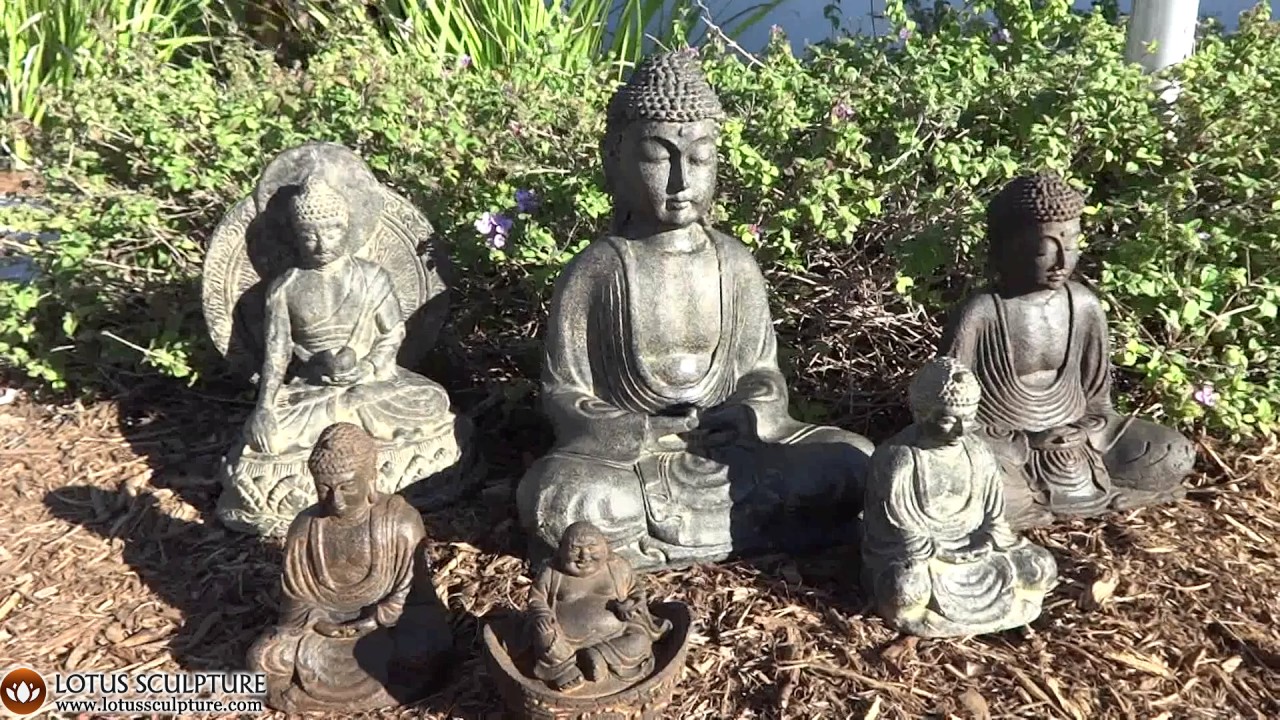 Small Lava Stone Powder & Resin Buddha Garden Statues www ...