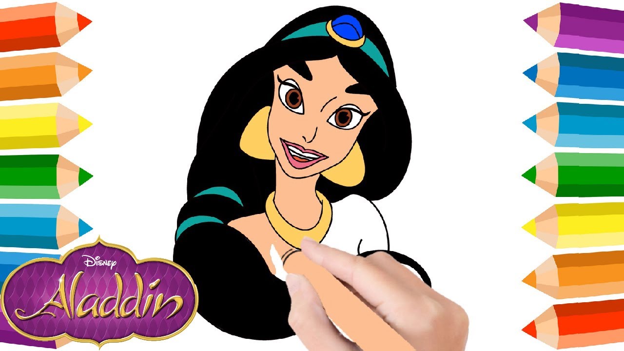 Jasmine Aladdin 👑 Coloriage Princesse Jasmine Daladdin De Disney 🎨