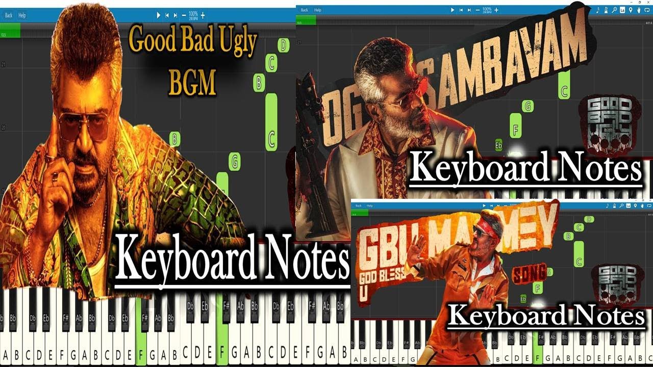 Good Bad Ugly Songs and BGM Keyboard Notes | G V Prakash | Ajith Kumar ...