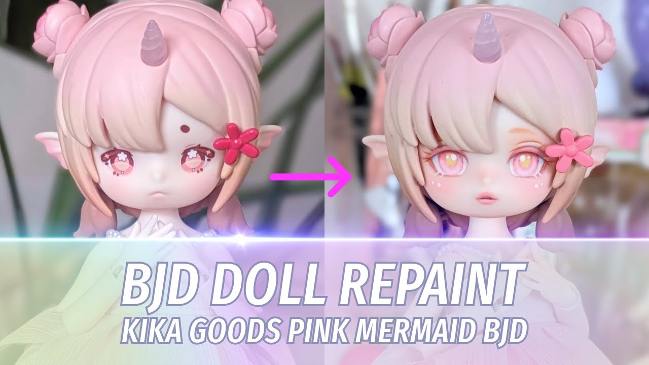 BJD Doll Repaint Tutorial: Kika Goods Antu Pink Mermaid BJD - YouTube