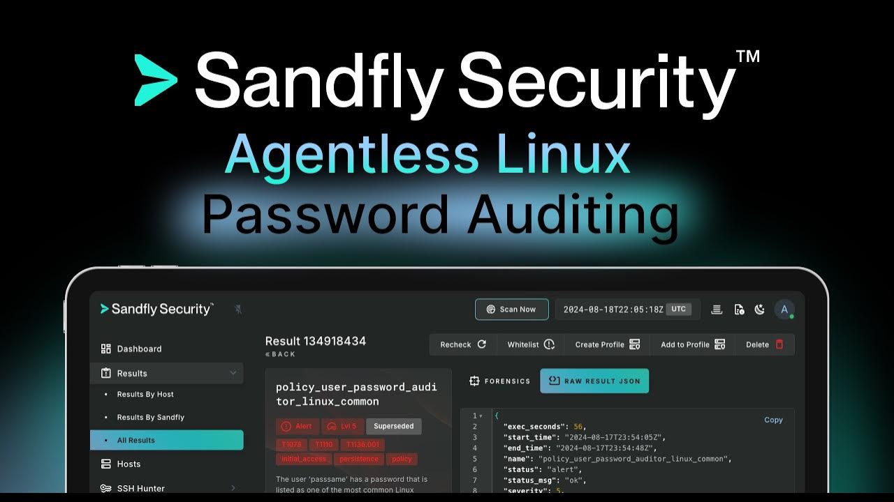 Sandfly Linux EDR With Agentless Password Auditing - Find Default Passwords Instantly - YouTube