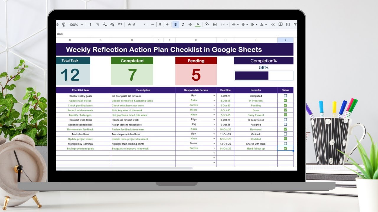 Weekly Reflection Action Plan Checklist in Excel - YouTube