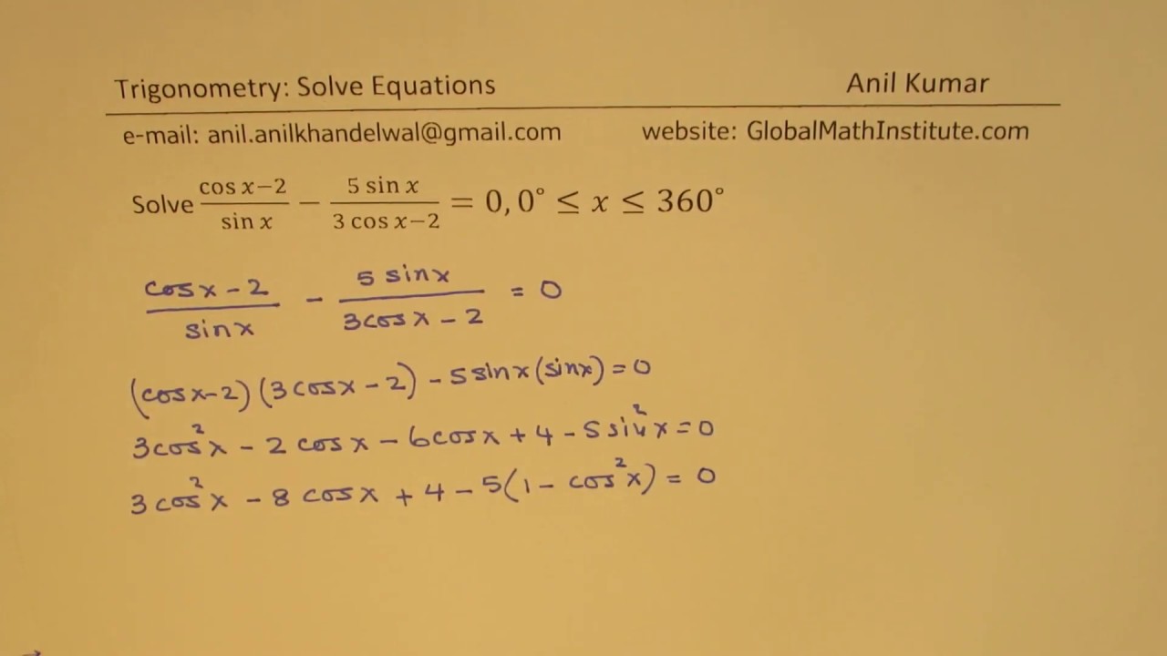  cos x 2 sin x 5 Sin x 3 Cos x 2 0 0 360 Trigonometric
