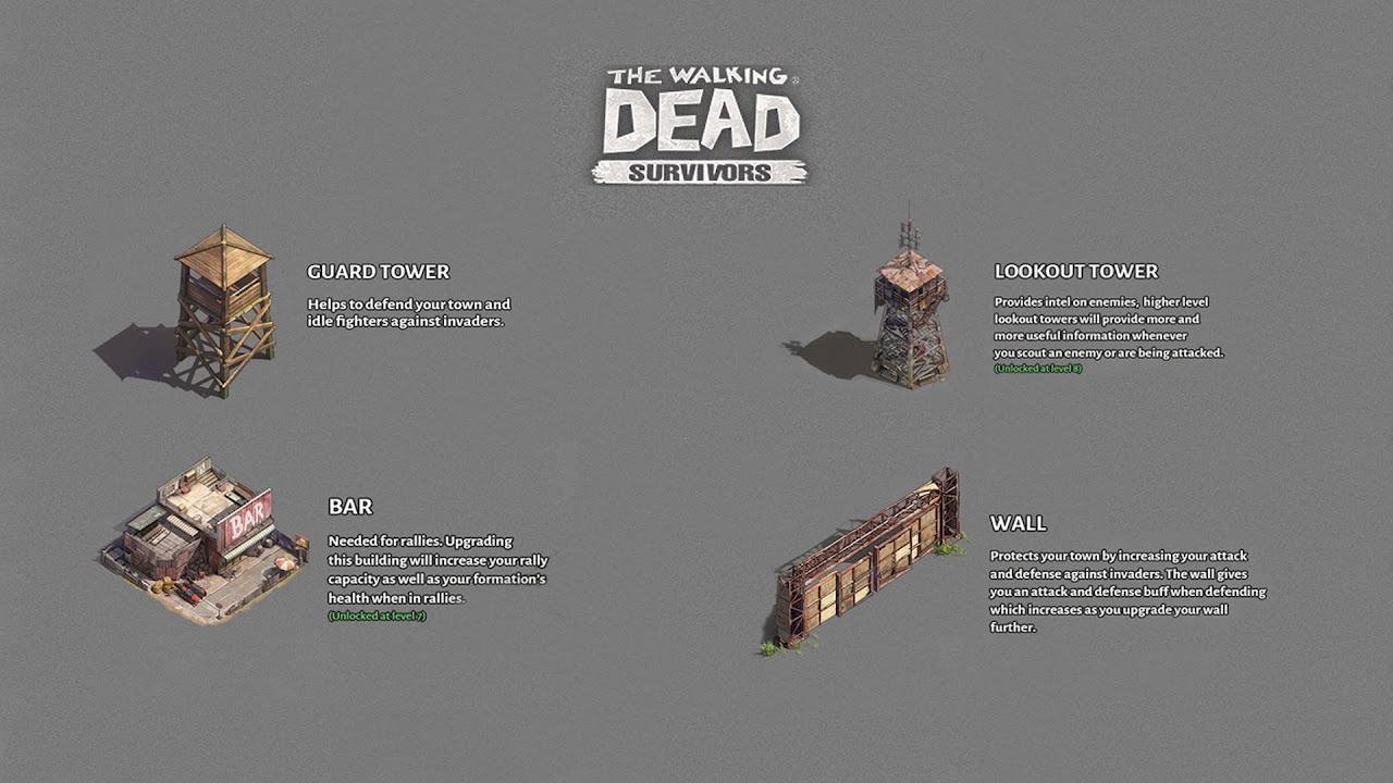 TWD Survivors Official Combat Buildings Guide #TWDSurvivors - YouTube