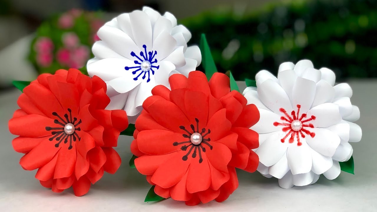 Paper Flower Making Easy At Home | Home Decor | Paper Craft Ideas Easy ...