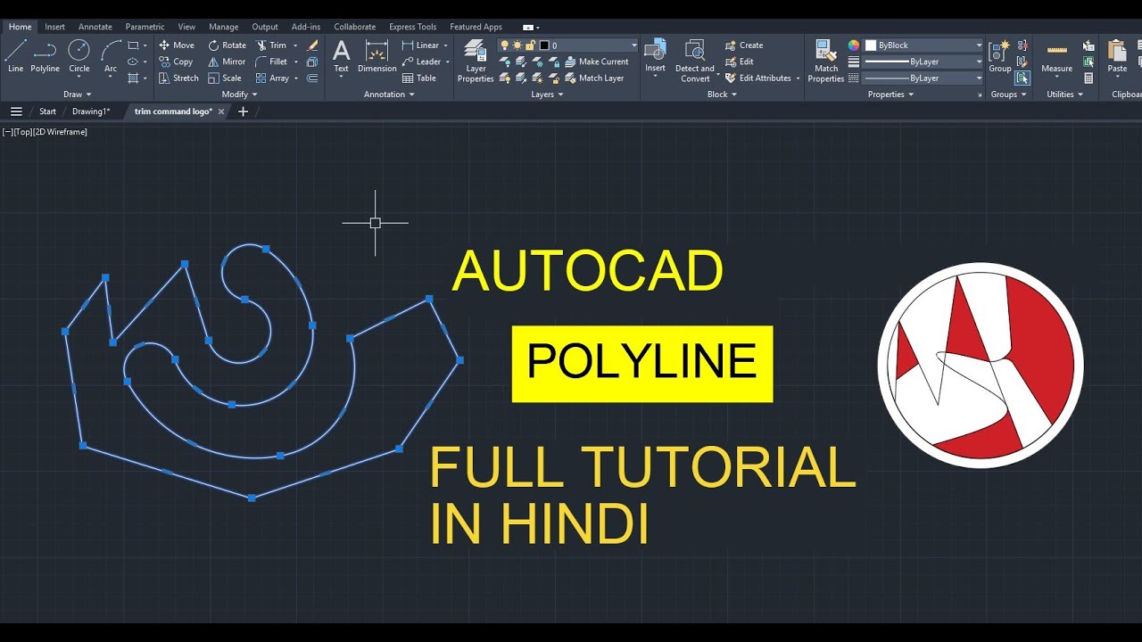 AutoCAD 2D command-polyline in Hindi - YouTube