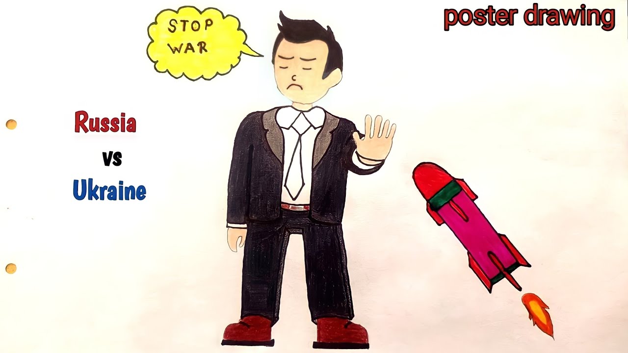 Stop War Poster Drawing / No war poster drawing / Russia - Ukraine ...