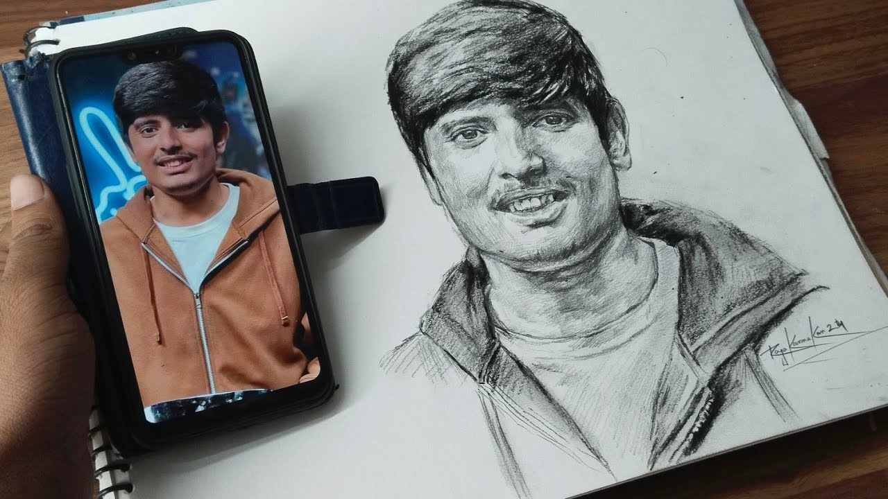 Ajju bhai face drawing / ajendra vaidya face drawing @TotalGaming093 ...