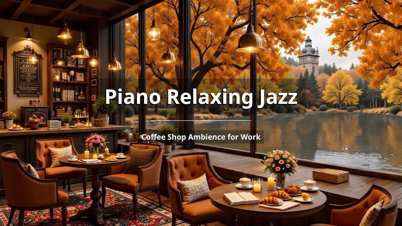 (NO ADS) 🍂 Relaxing Fall Jazz Music Cozy Coffee Shop | Smooth Piano ...