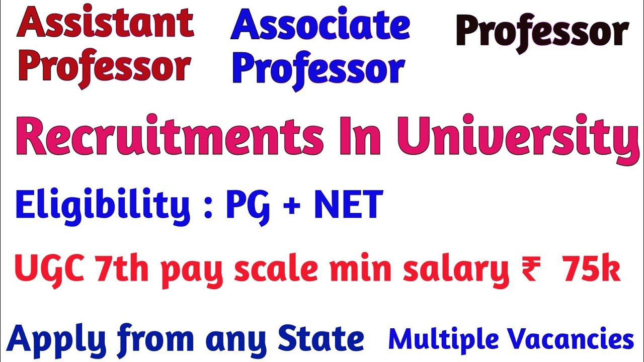 UNIVERSITY RECRUITMENT :ASSTT PROFESSOR, ASSOCIATE PROF, PROFESSOR ...