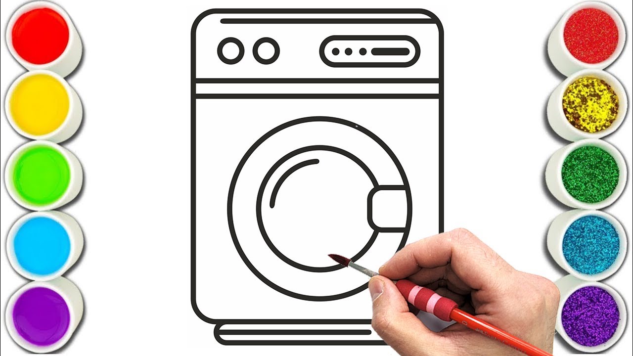 Washing Machine Drawing, Painting & Coloring For Kids and Toddlers ...