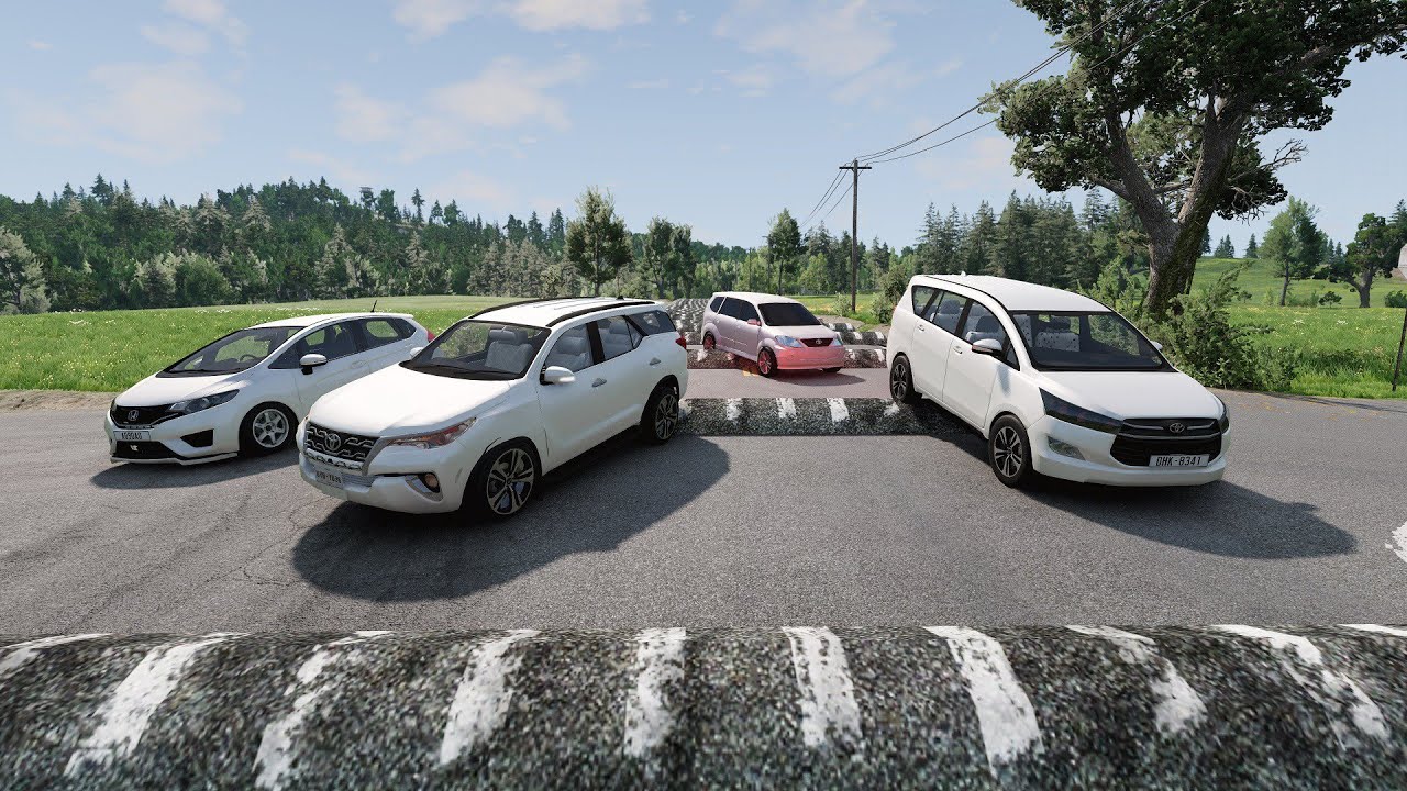 Beamng Drive, Avanza, Fortuner, Inova Reborn, Jazz vs speedbump - YouTube