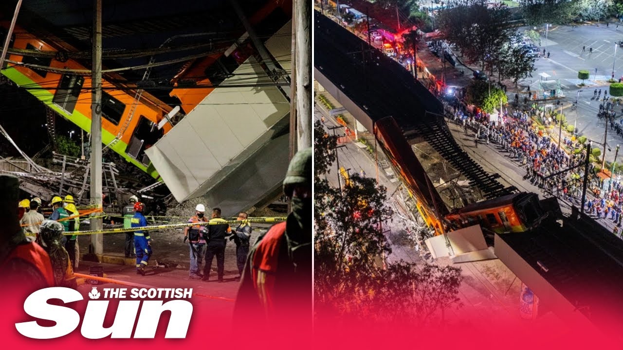 Mexico City rail bridge collapses onto busy road below - YouTube