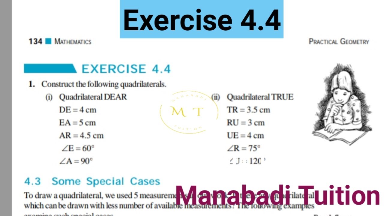 8th class |maths| Exercise 4.4|chapter 4|practical geometry| with notes ...
