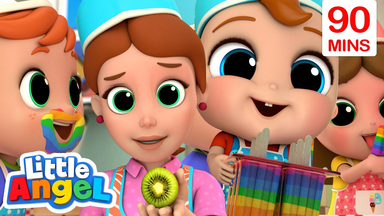 Rainbow Ice Cream + More | Little Angel Kids Color Songs & Nursery ...