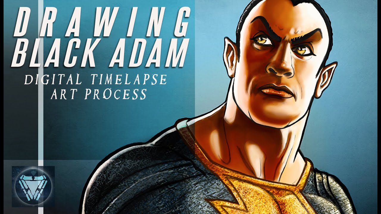 DRAWING BLACK ADAM | THE ROCK | Digital art Process | Photoshop - YouTube