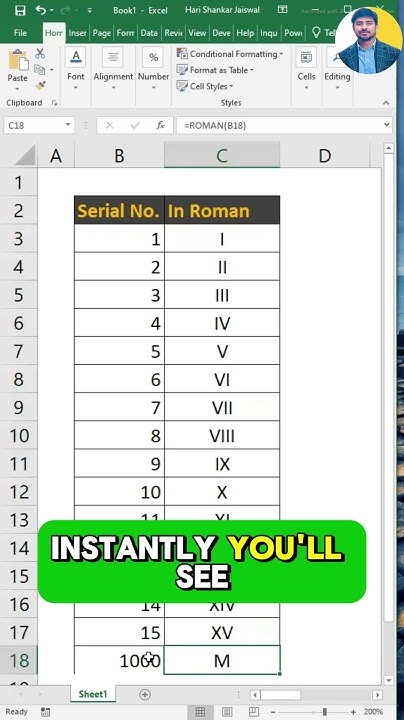 Excel Hack: Convert Numbers to Roman Numerals with the ROMAN Formula! - YouTube
