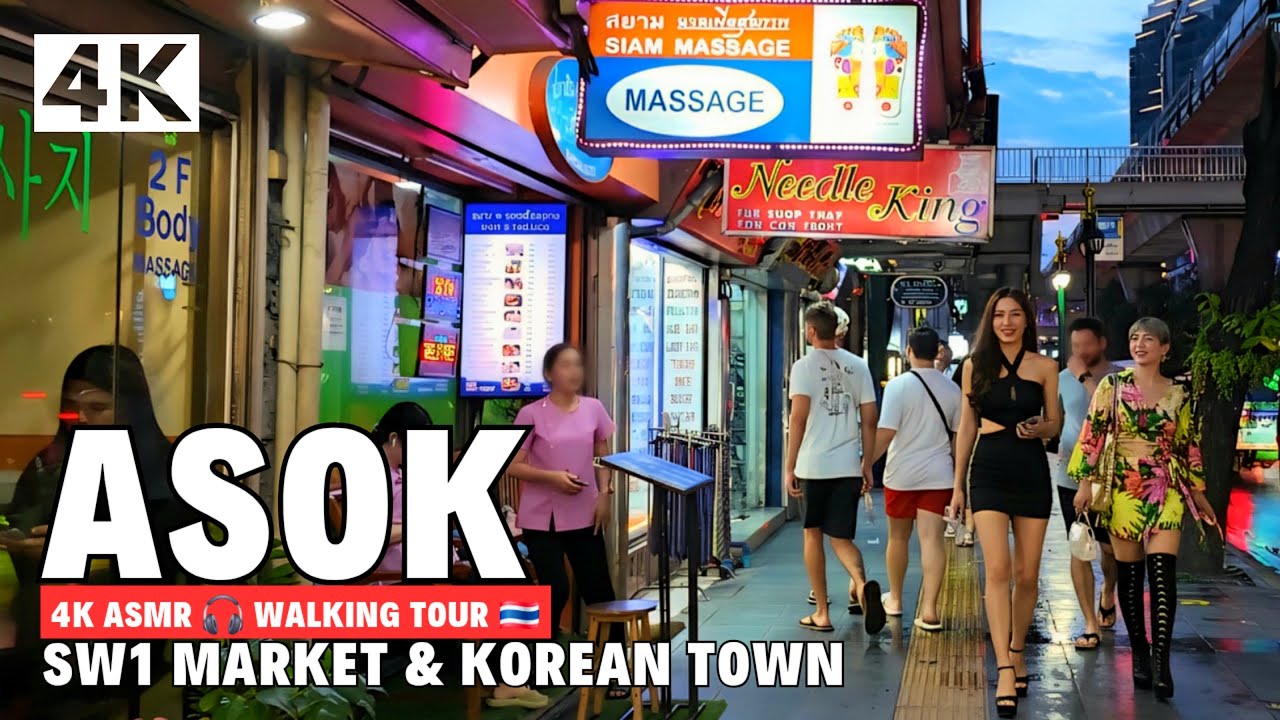 [4K] SW1 Market and Korean Town in Asok, Bangkok 🇹🇭 ASMR 🎧 Walking Tour ...