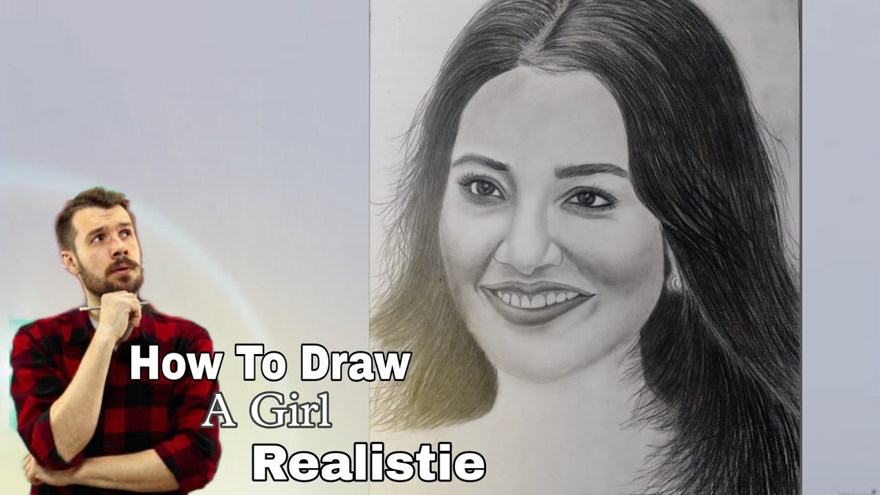 How To Draw a girl realistic Eyes, Nose, Lips and Hair for beginners ...