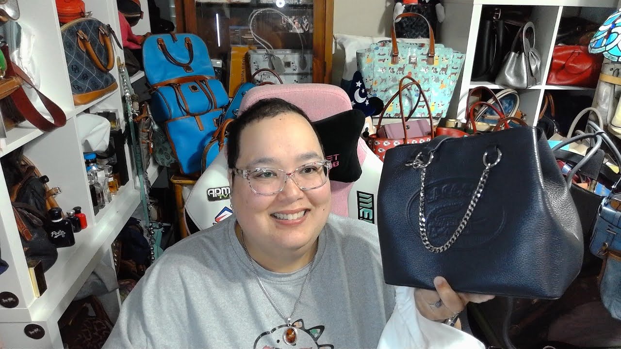 My collection of one! A Lacoste navy leather bag, - YouTube