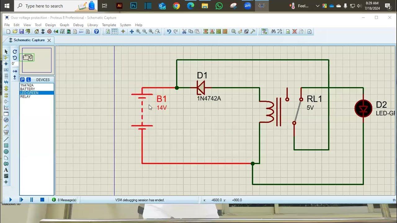 How to make a easy Over voltage Protection circuit in Proteus 8 ...